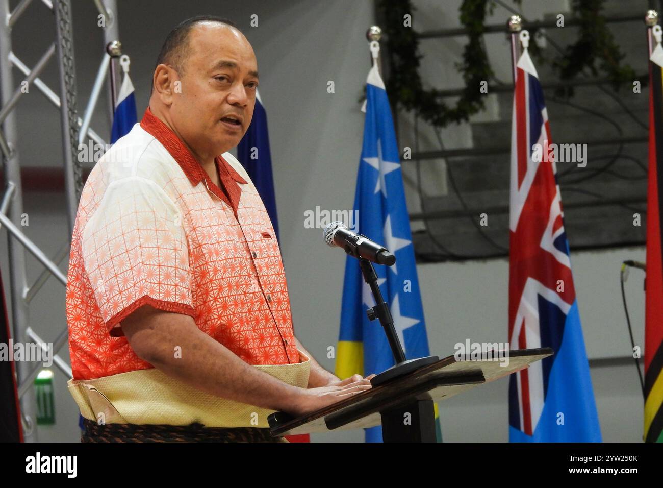 Tongan Prime Minister Hu'akavameiliku Siaosi Sovaleni speaks at the ...