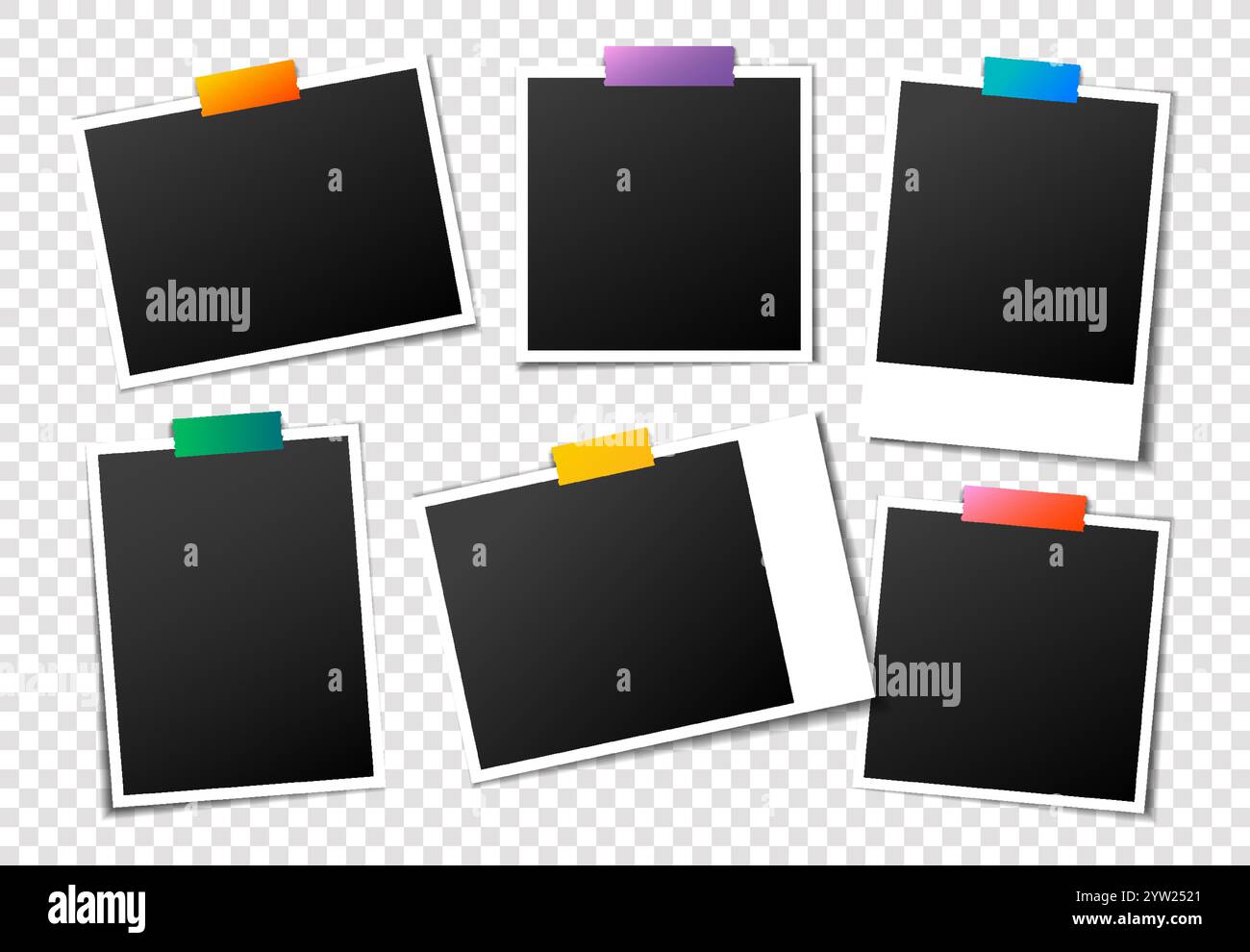 Photo frame. Scrapbook picture border, album colorful adhesive tape as ...