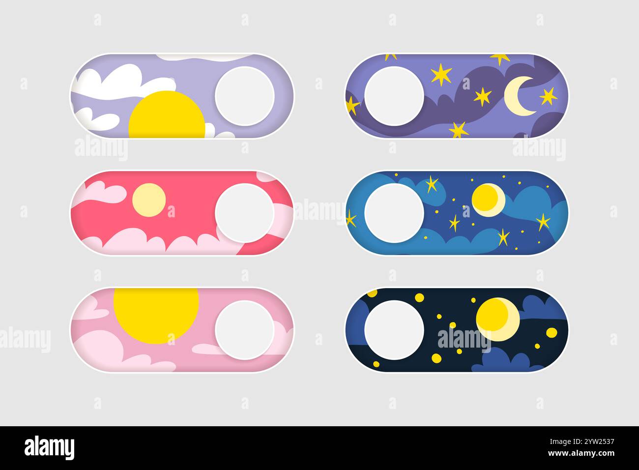 Day and night switch. Summer morning button. 3d UI slide regulator ...