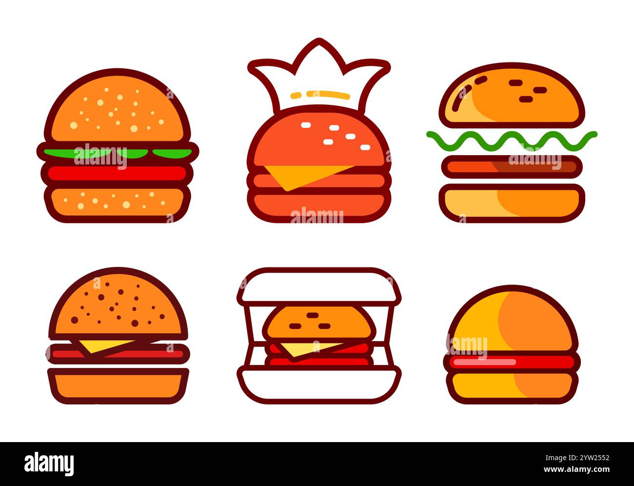 Burger set. Fast food logotype collection. Minimal style elements for ...