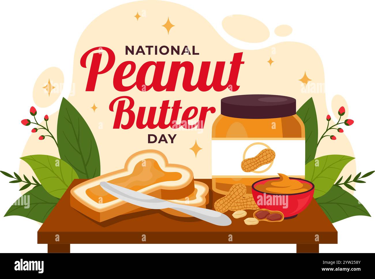 National Peanut Butter Day Vector Illustration on January 24 Featuring ...