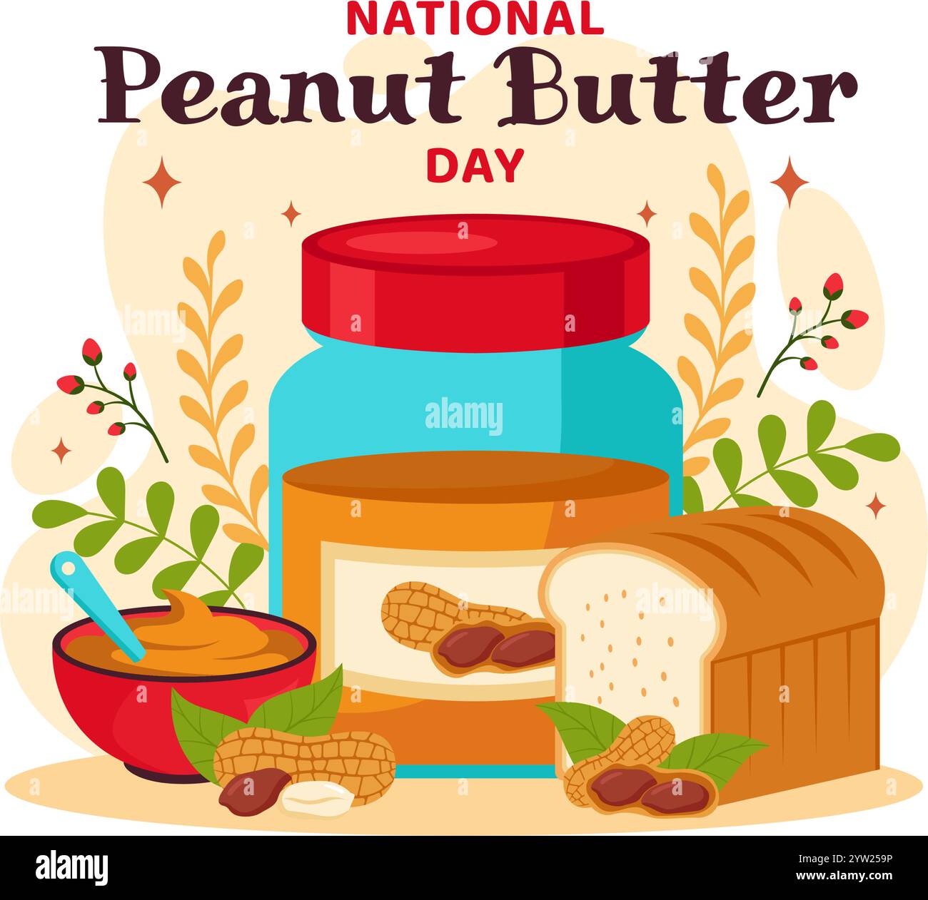 National Peanut Butter Day Vector Illustration on January 24 Featuring ...
