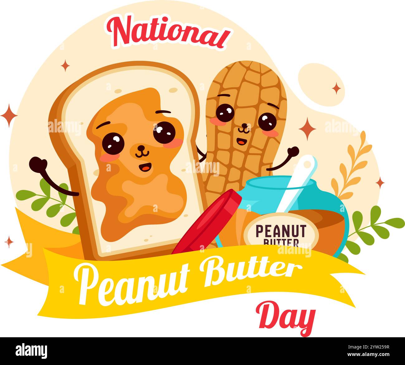 National Peanut Butter Day Vector Illustration on January 24 Featuring ...