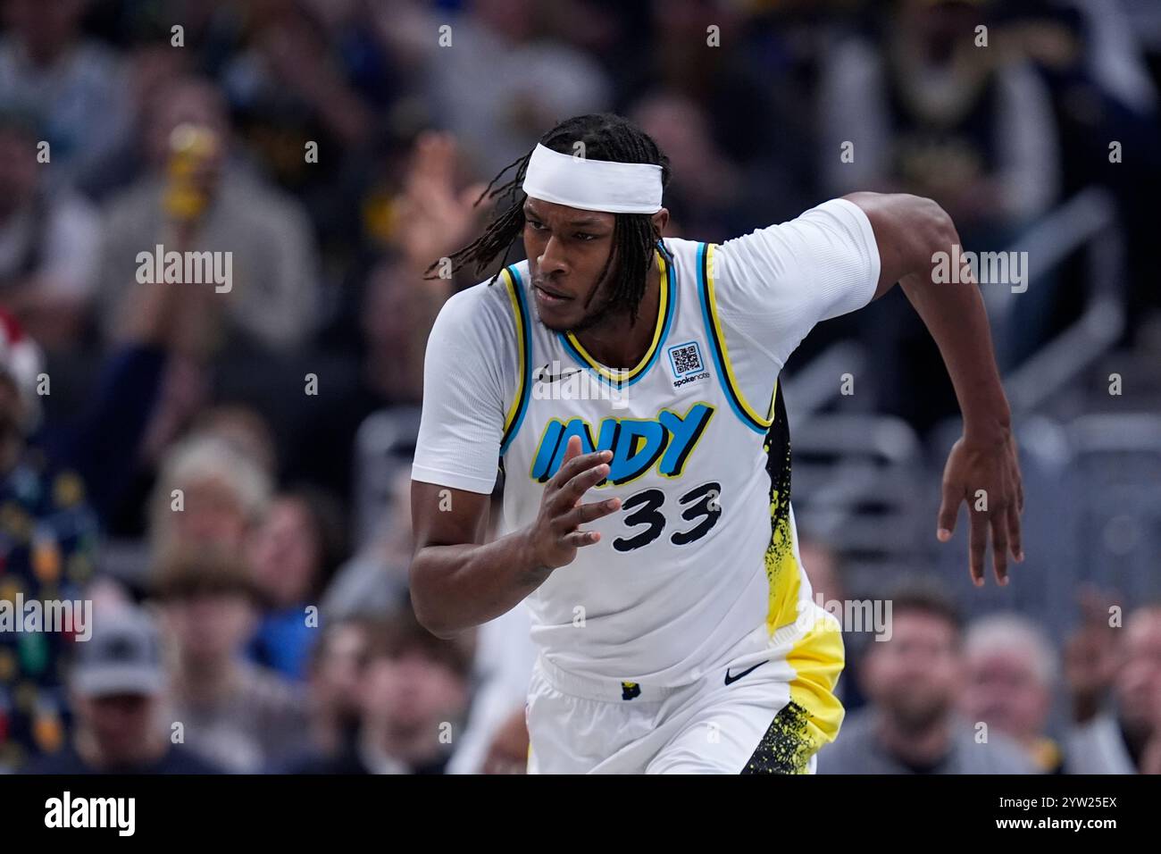 Indiana Pacers' Myles Turner in action during the first half of an NBA ...