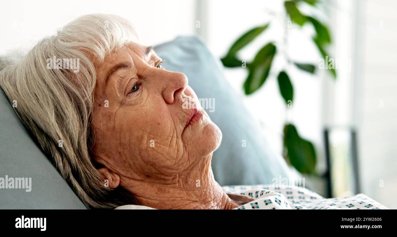 Senior woman, sad and thinking in home, life regret and contemplating ...