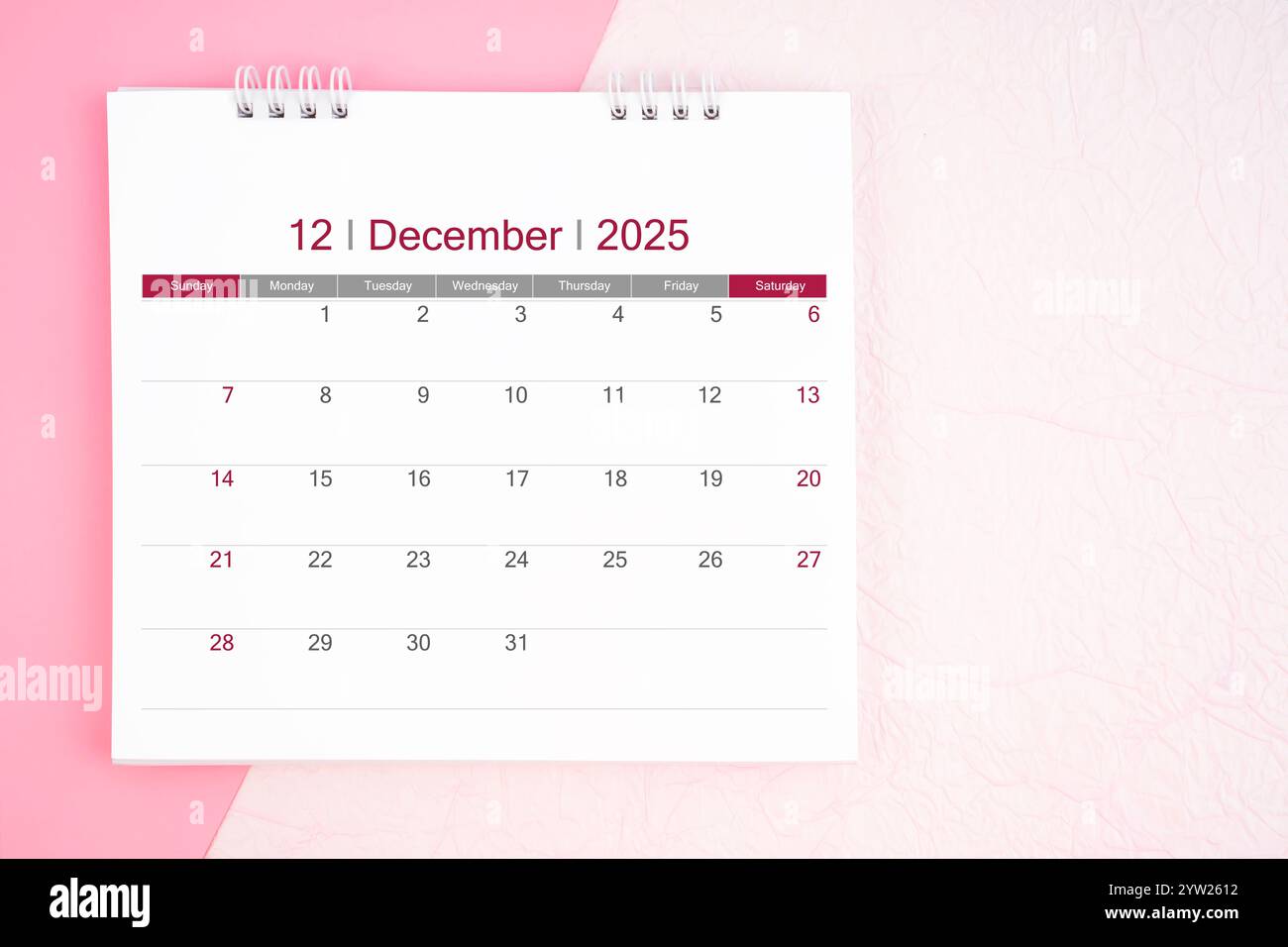 Top view on December desk calendar for 2025 year for schedule to make ...