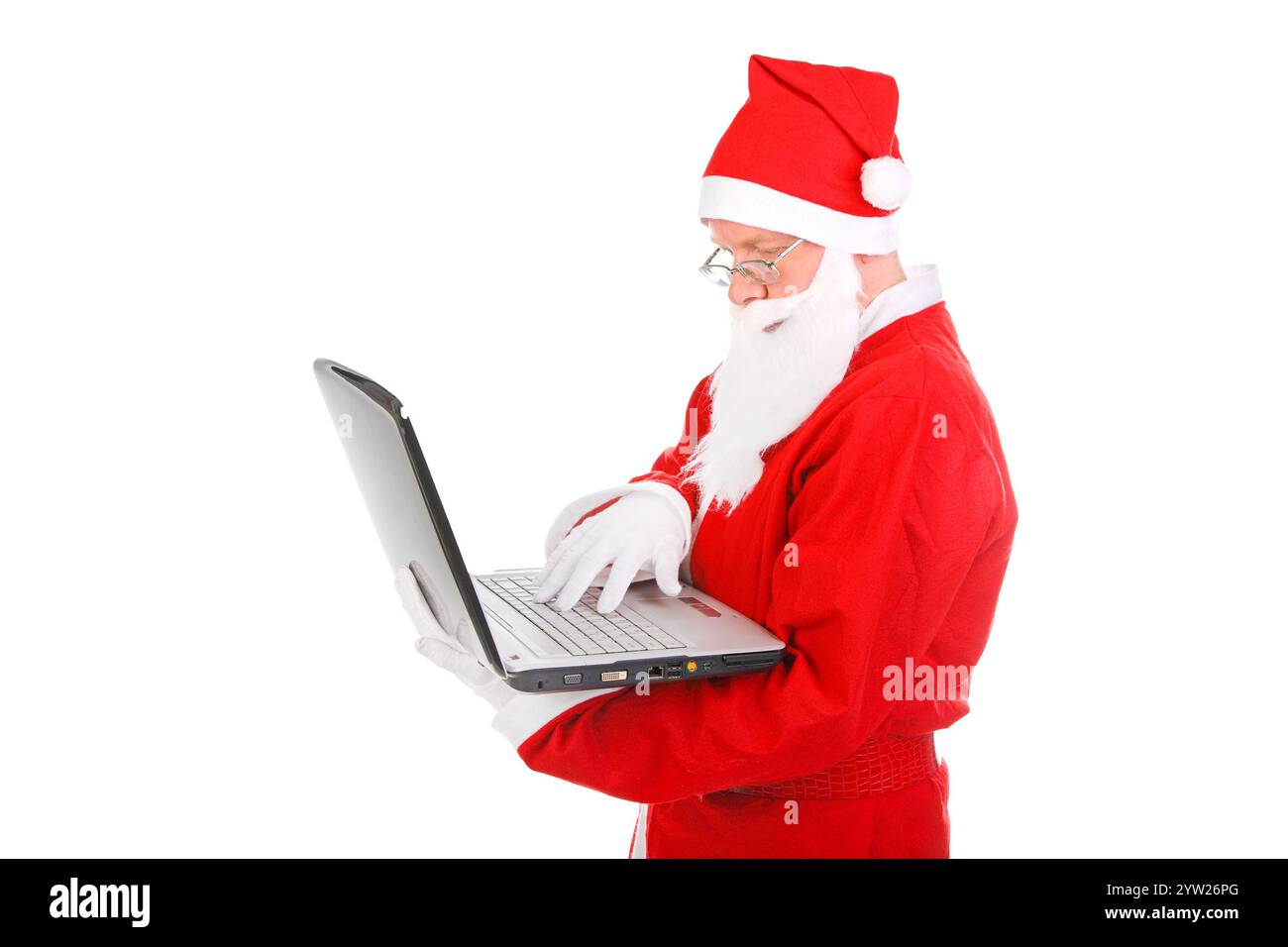 santa claus with notebook isolated on the white Stock Photo - Alamy