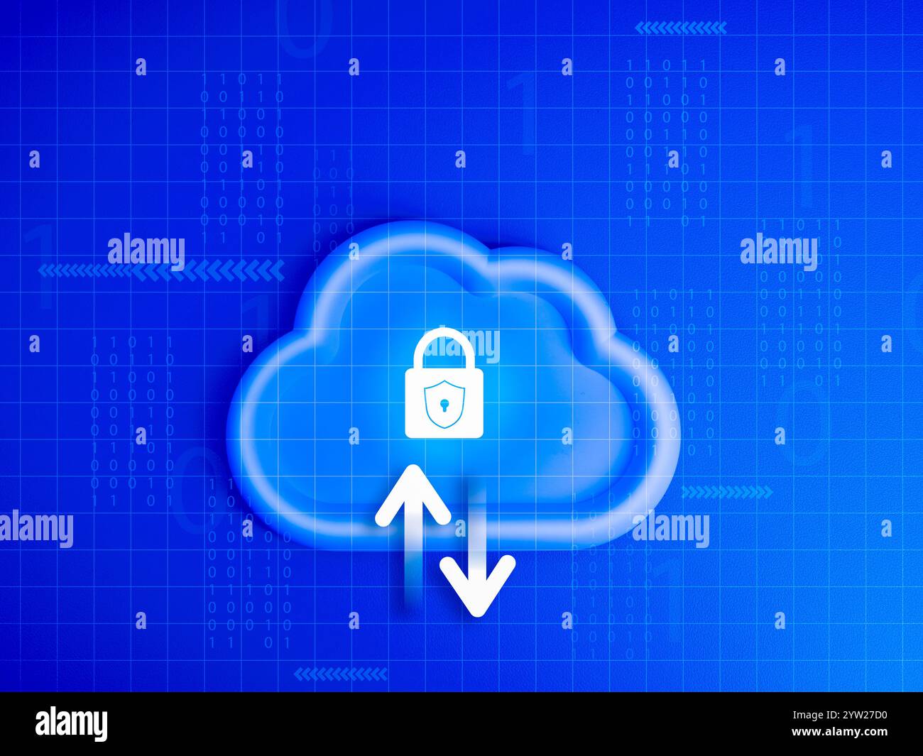 Cloud computing storage, digital data technology protection security concept. Digital padlock ...