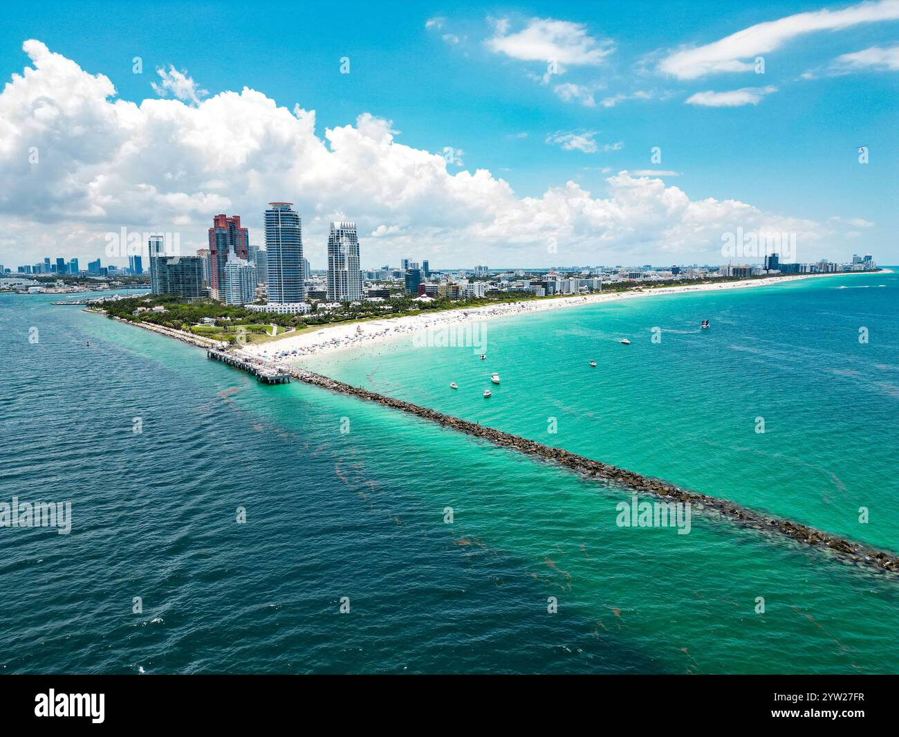 Summer in Miami . Miami beach coastline. Panoramic view of Luxury ...