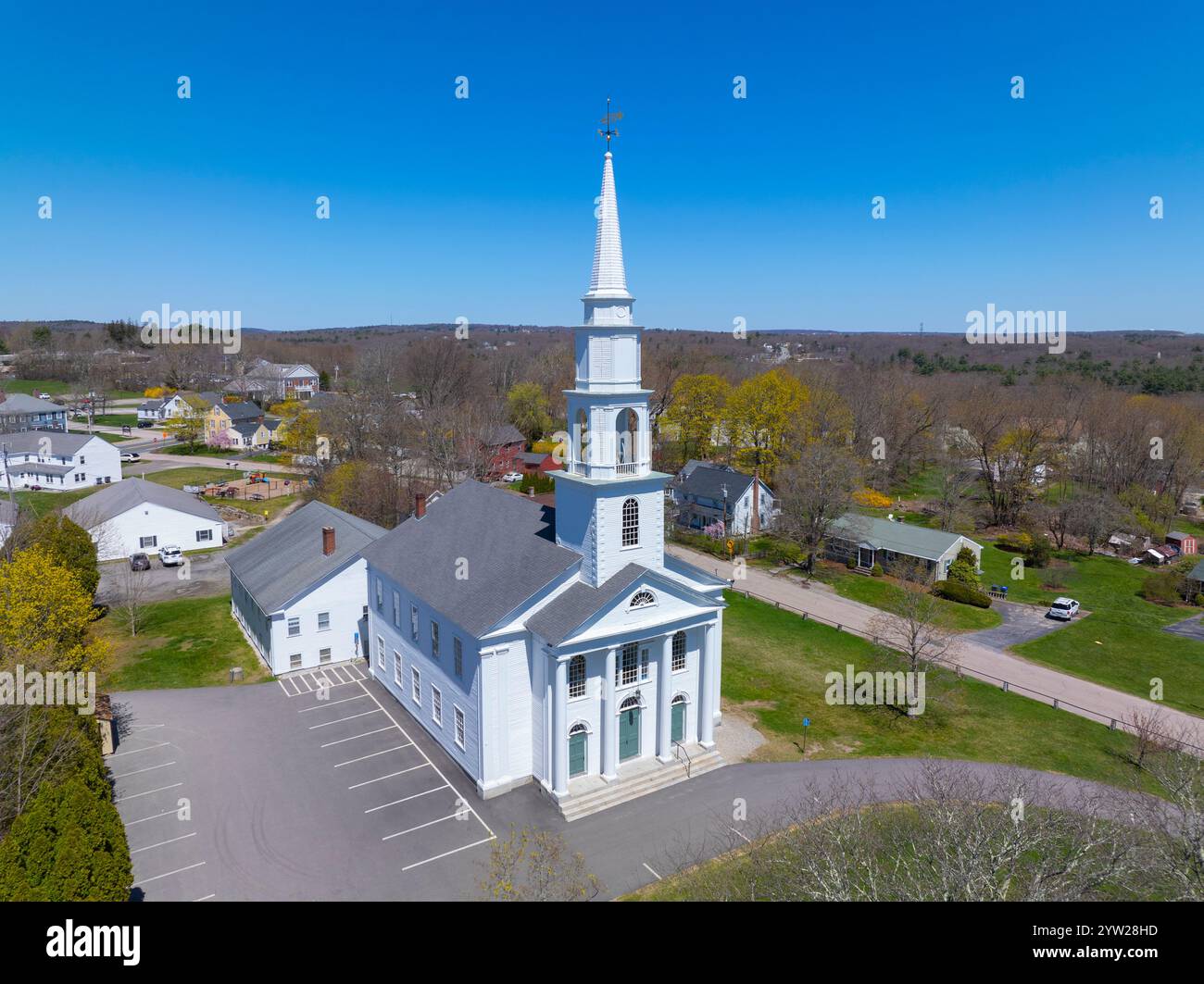 Unitarian Congregational of Mendon and Uxbridge Church aerial view at ...