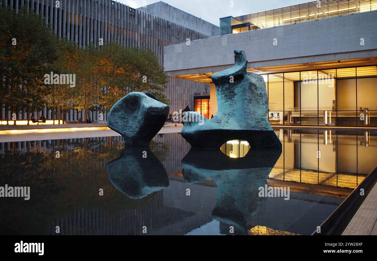 Reclining Figure sculpture, in the reflection pool of Hearst Plaza at ...