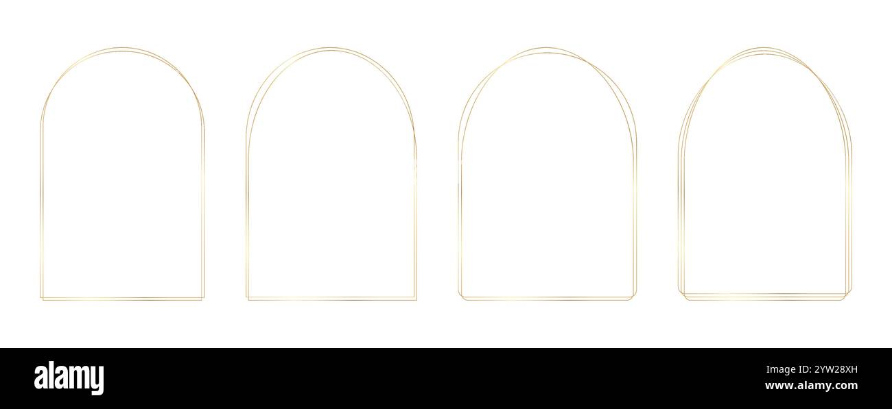 Elegant gold geometric arch frames. Refined arch decorative elements ...