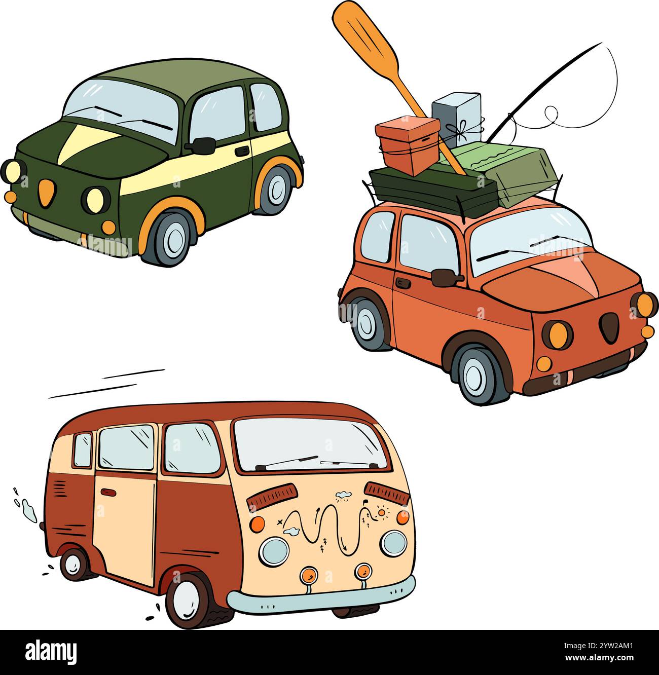 These colorful animated cars are ready for exciting outdoor adventures ...