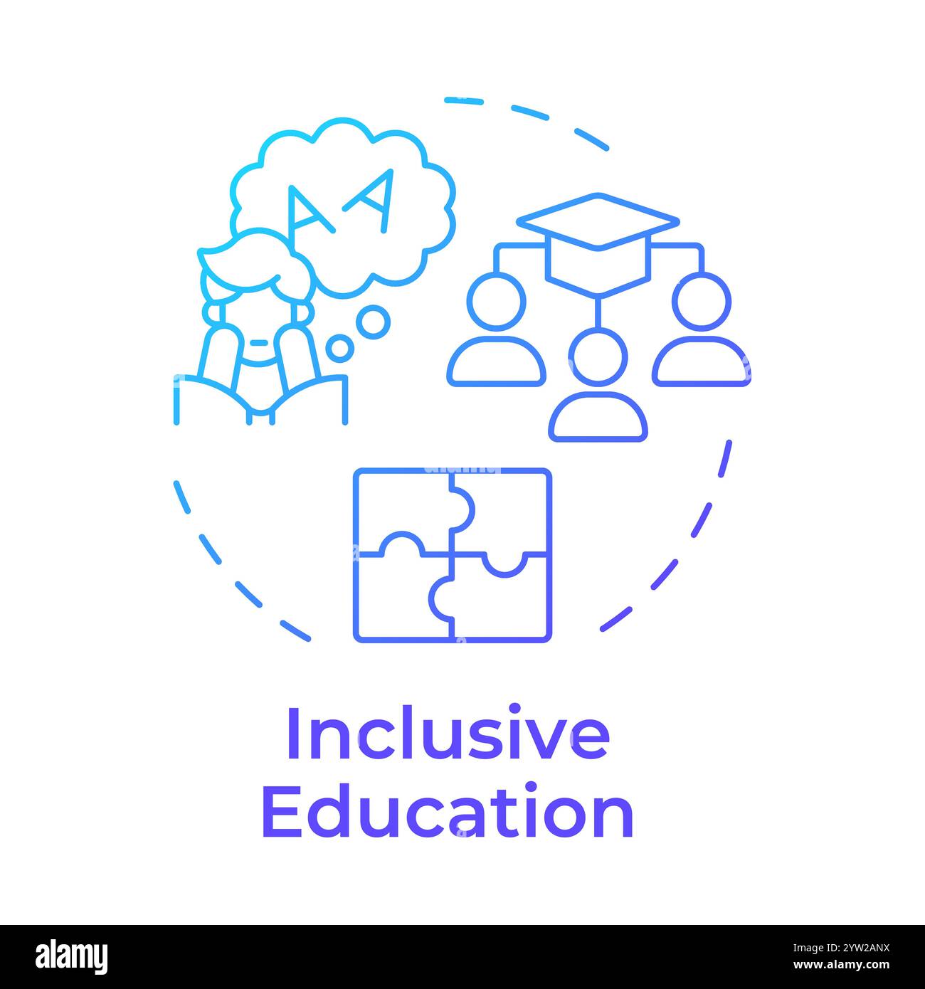 Inclusive education blue gradient concept icon Stock Vector Image & Art - Alamy