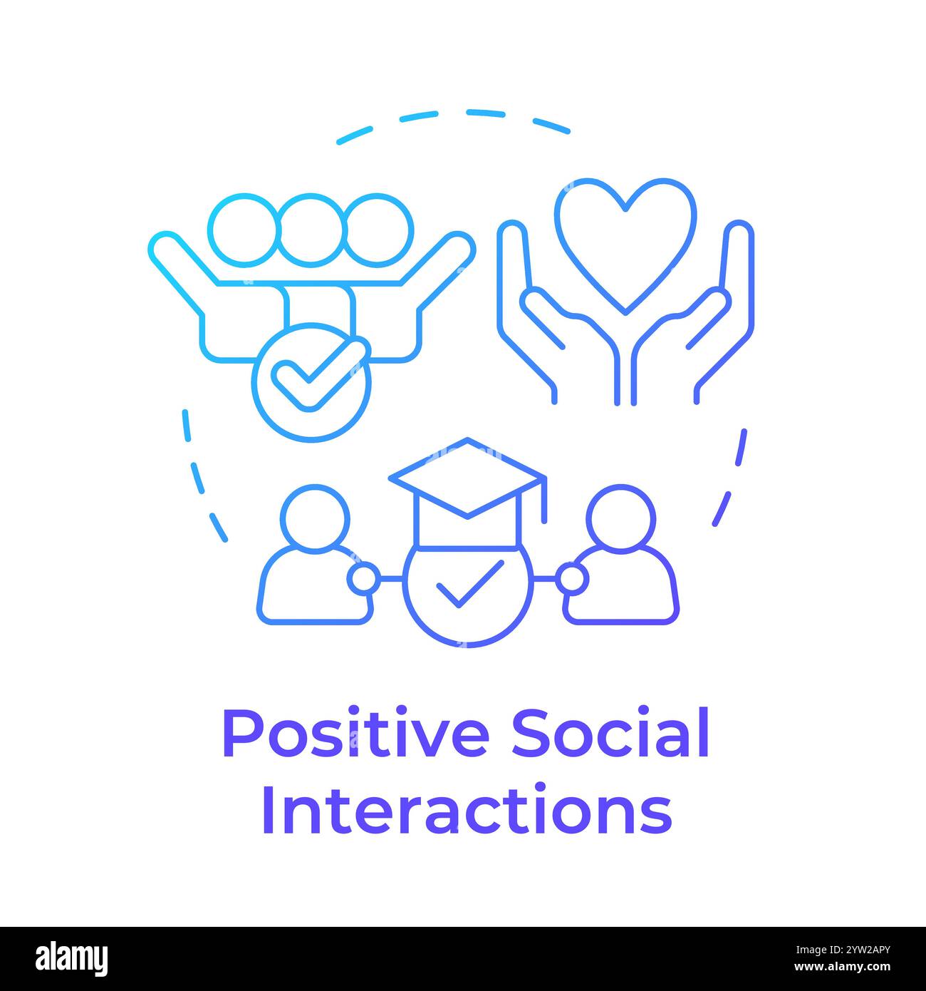 Positive social interactions blue gradient concept icon Stock Vector ...