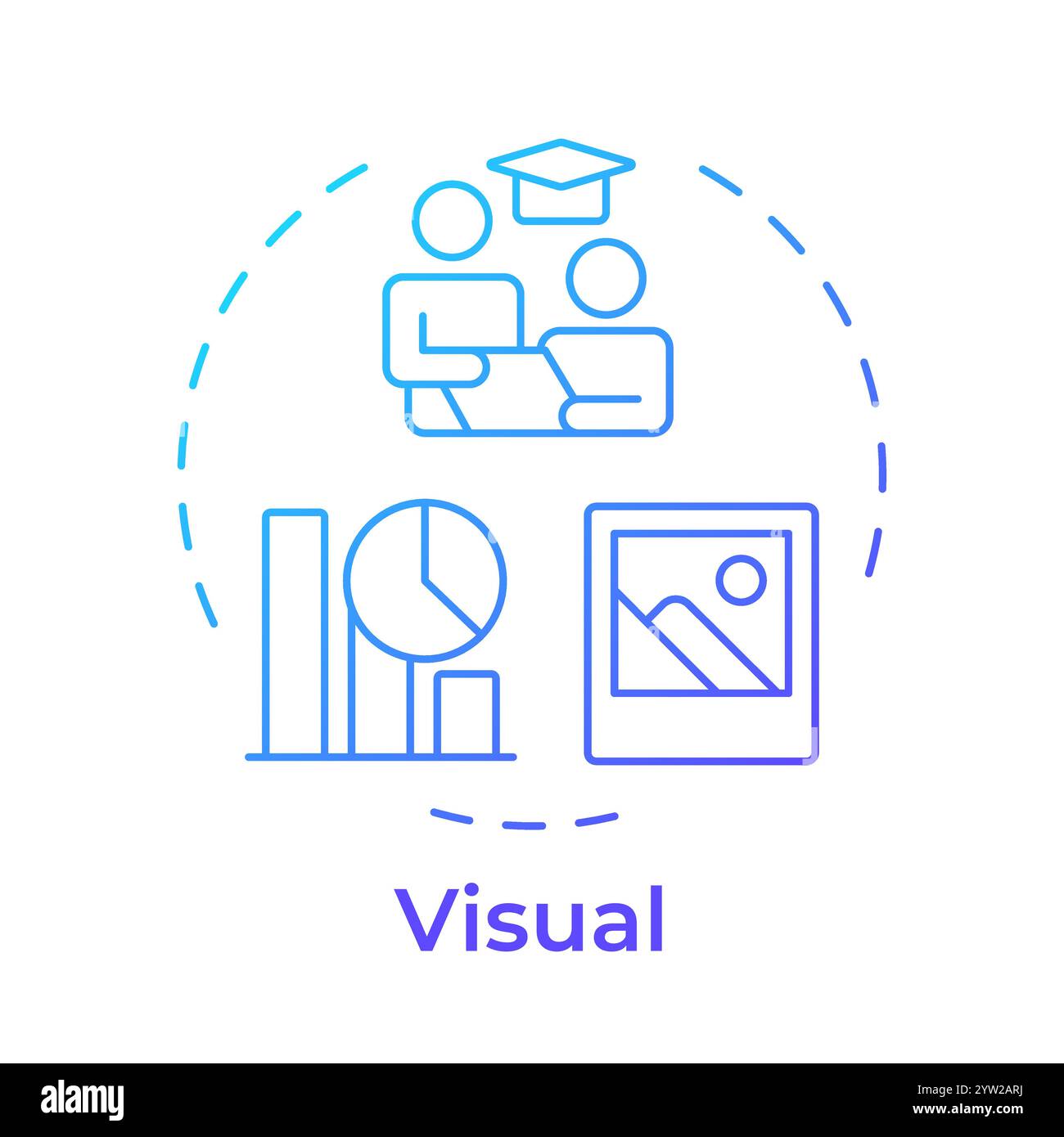 Visual lerners blue gradient concept icon Stock Vector Image & Art - Alamy