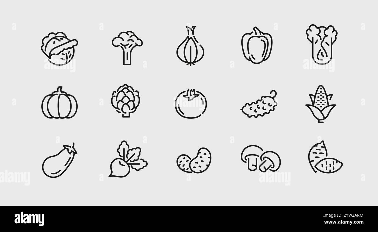 Vegetable Icons Set Stock Vector Image & Art - Alamy