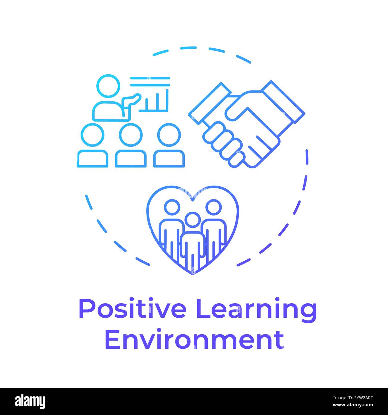 Positive learning environment, blue gradient concept icon Stock Vector ...