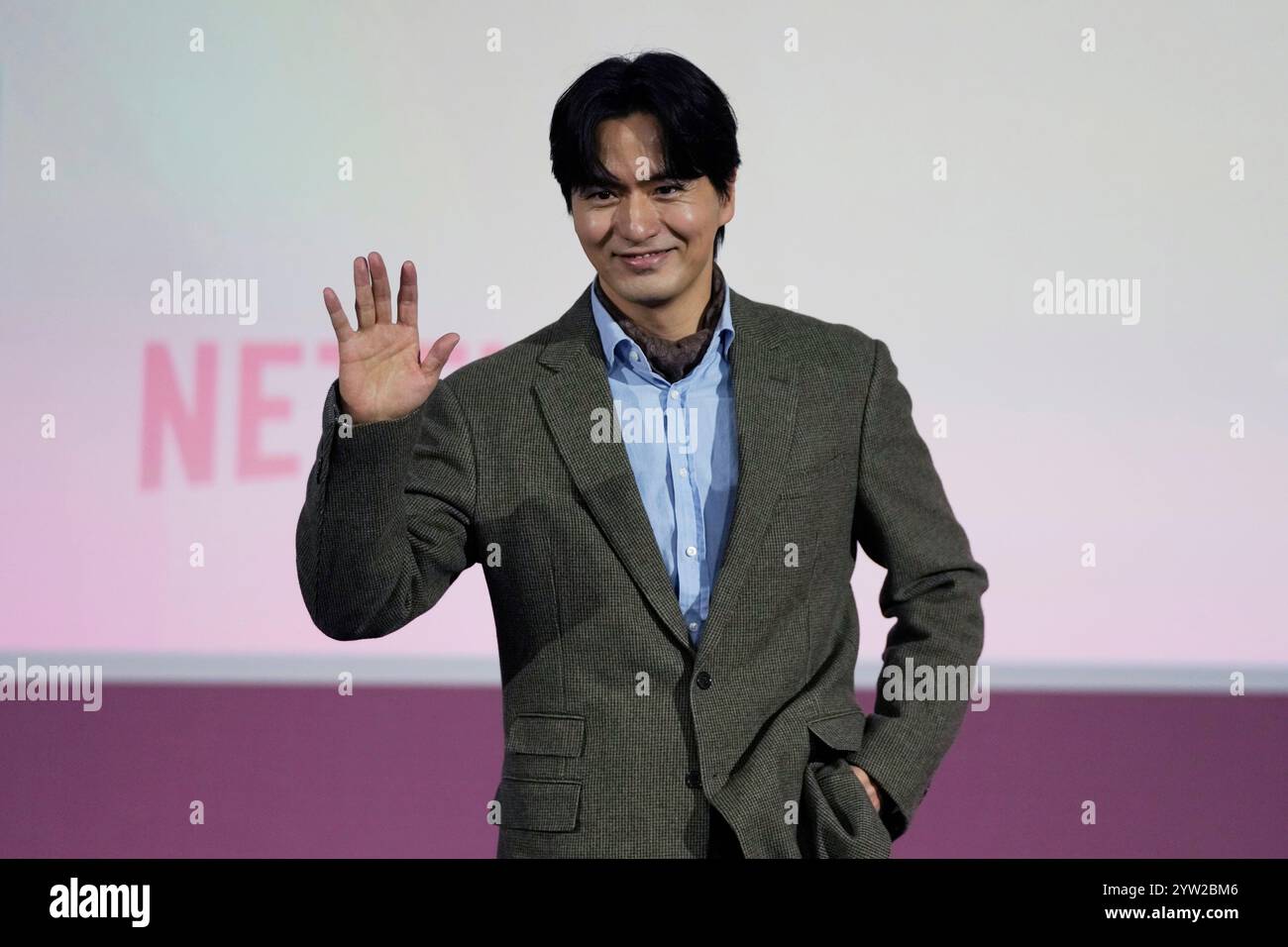 Actor Lee Jin-uk poses for a photo at a press conference during the global premiere of "Squid ...