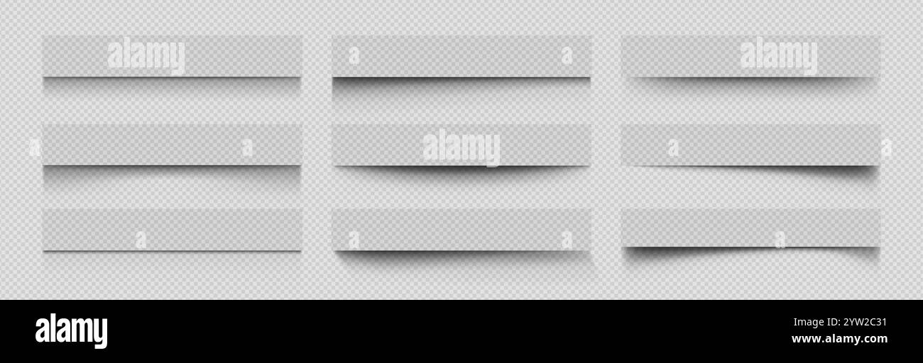 Rectangular soft shadows effect on transparent background. Black simple ...