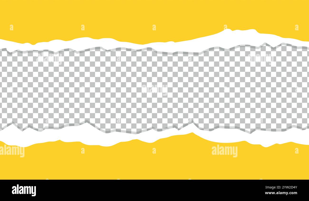 Yellow torn paper edges background. Cut and torn colored paper strips ...