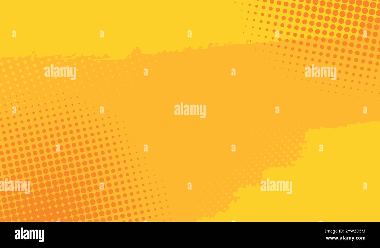 Bright orange and yellow colored halftone background. Halftone dots ...