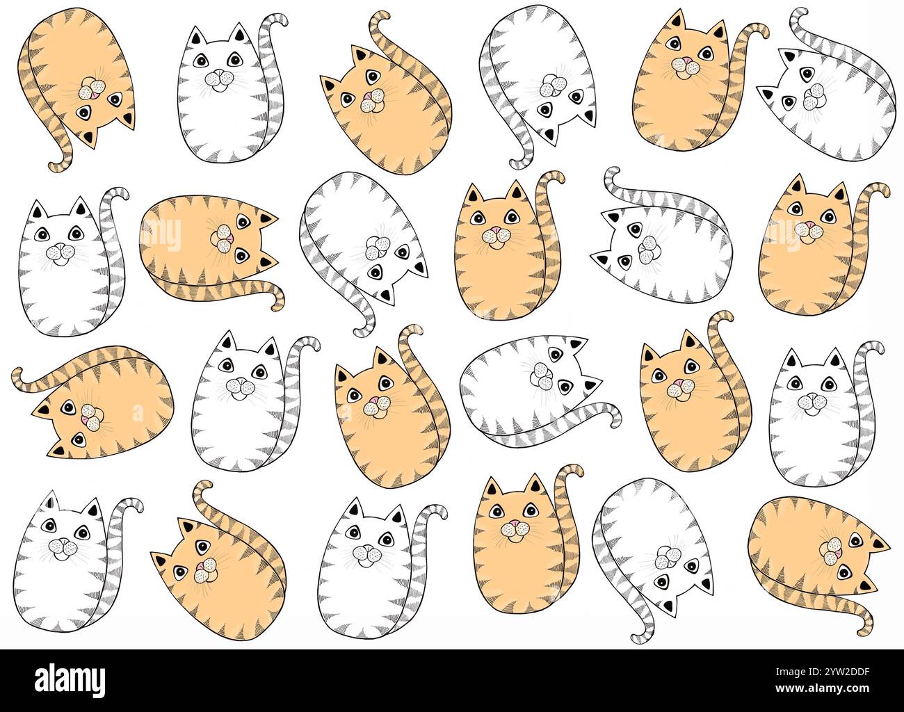 Set of stylized illustration of cat. Isolated on white background. Some ...