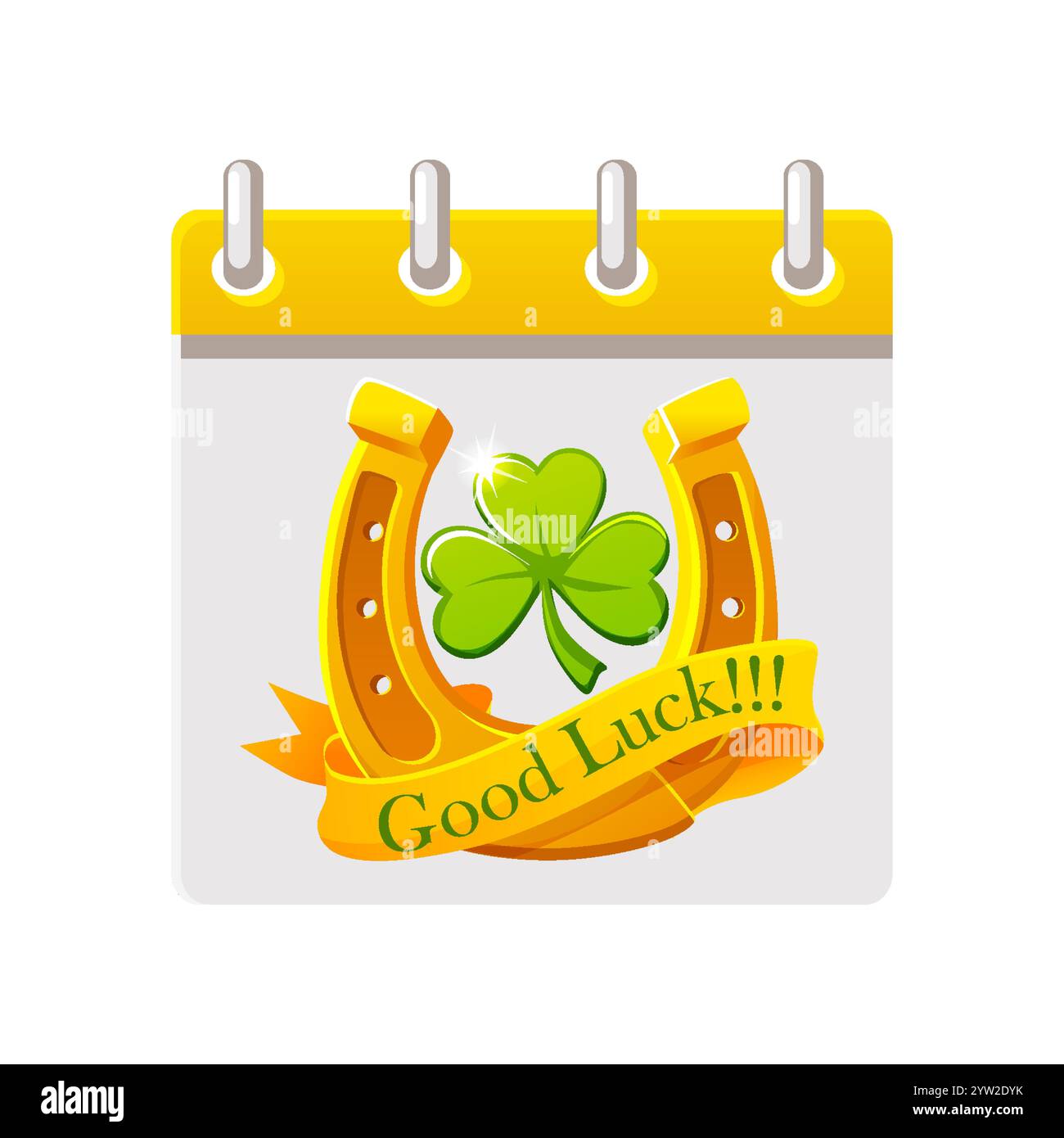Calendar with Horseshoe, ribbon and clover or shamrock for your ...