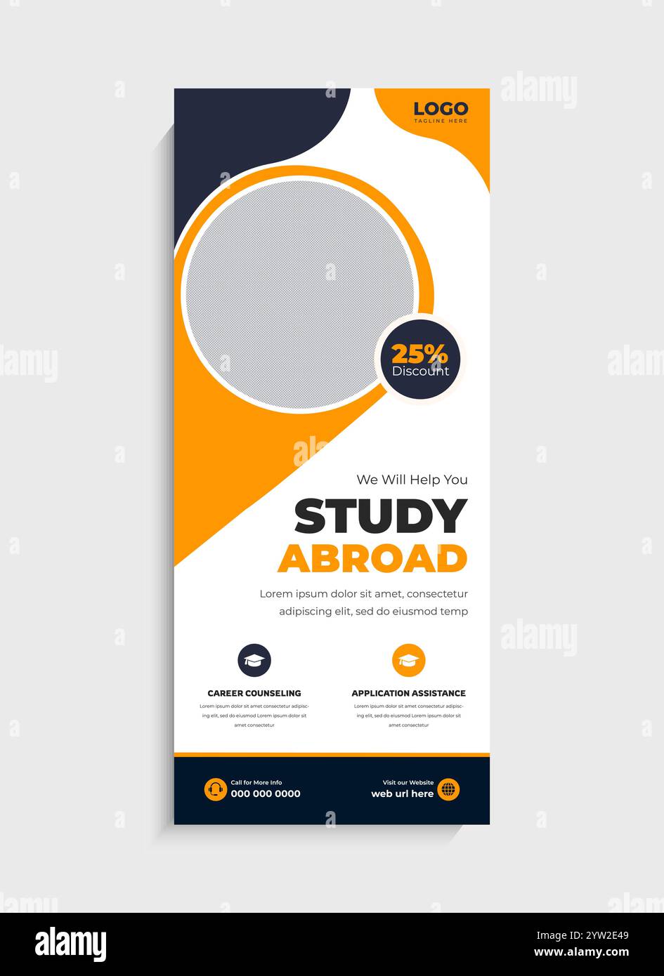 Study Abroad standee roll up banner template design Stock Vector Image ...