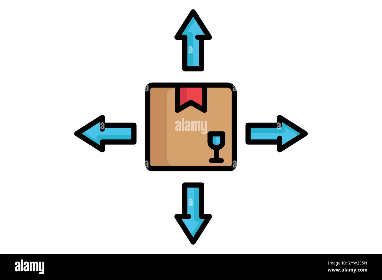 Distribution icon. colored outline icon style. product with arrow. icon ...