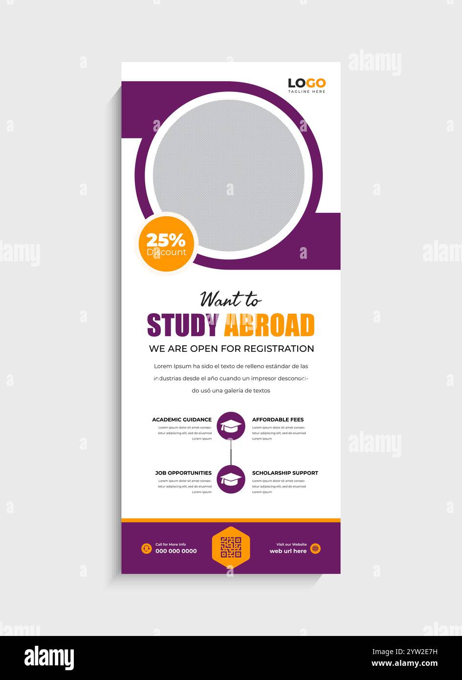 Study Abroad standee roll up banner template design Stock Vector Image ...