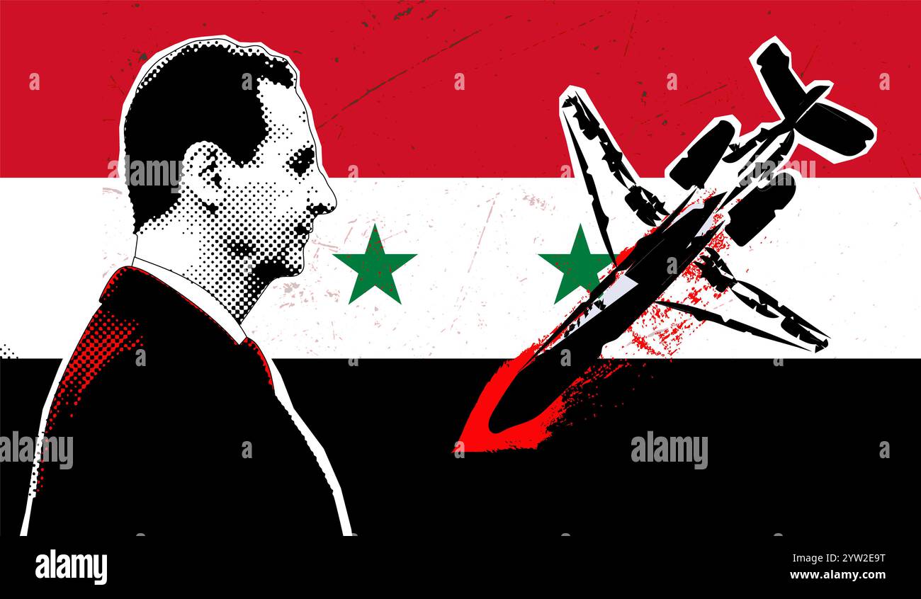 Concept End Of The Dictatorship Of Bashar Al Assad Portrait Of Bashar Al Assad Against The