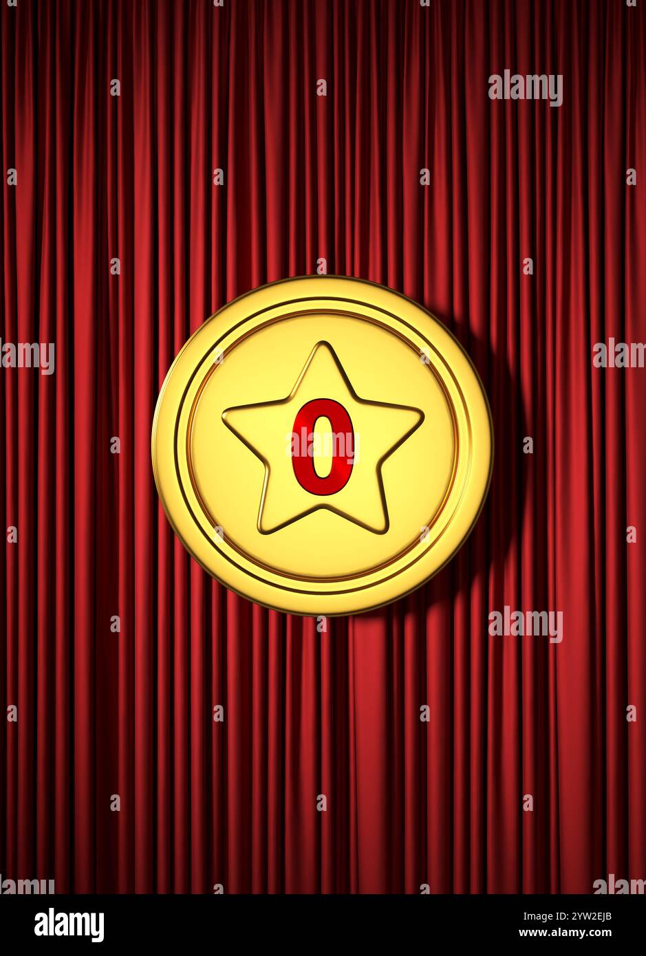 Retro Signboard with number zero. Golden medal with number zero on a ...