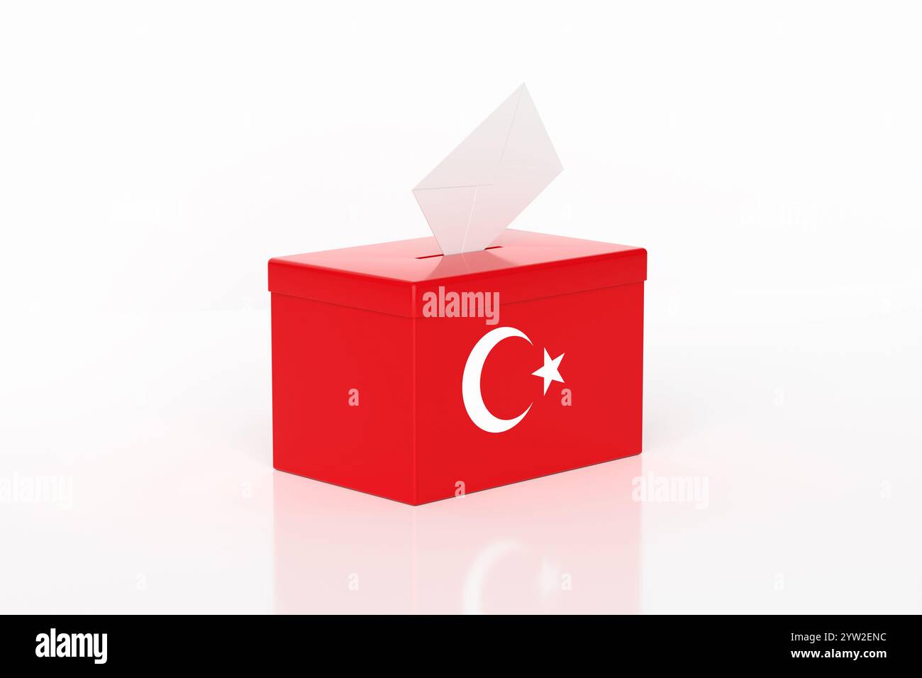Red ballot box with the Turkish flag for voting in an election ...