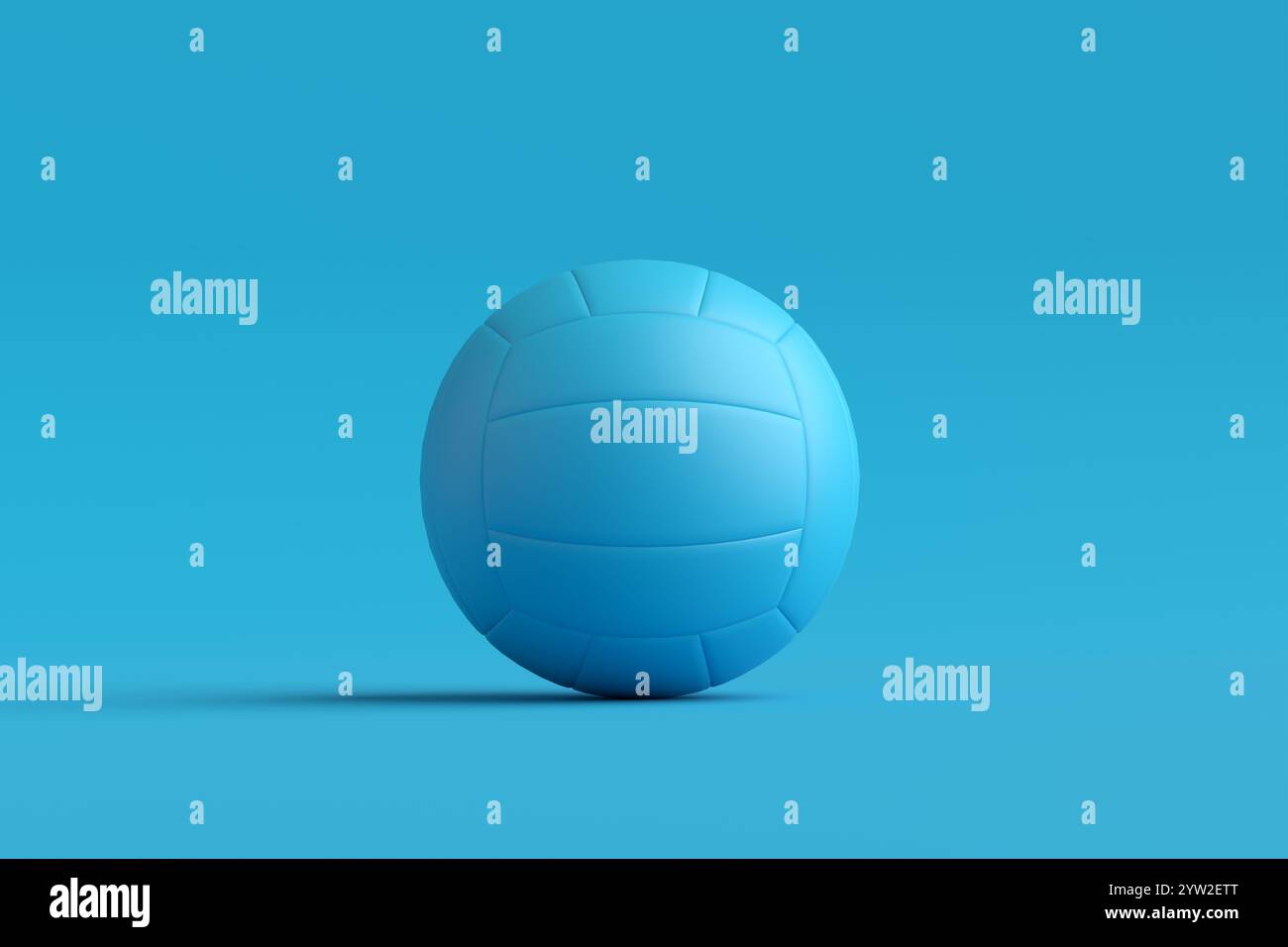 Blue volleyball is resting on a minimalist blue background ...