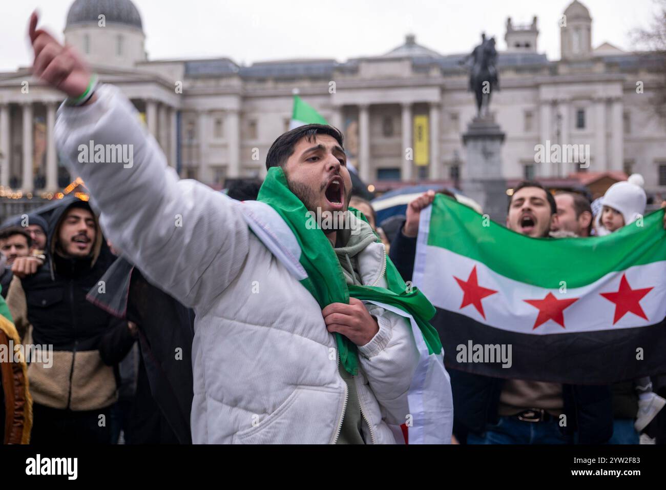London, UK. 08th Dec, 2024. People gathered in Trafalgar Square in ...