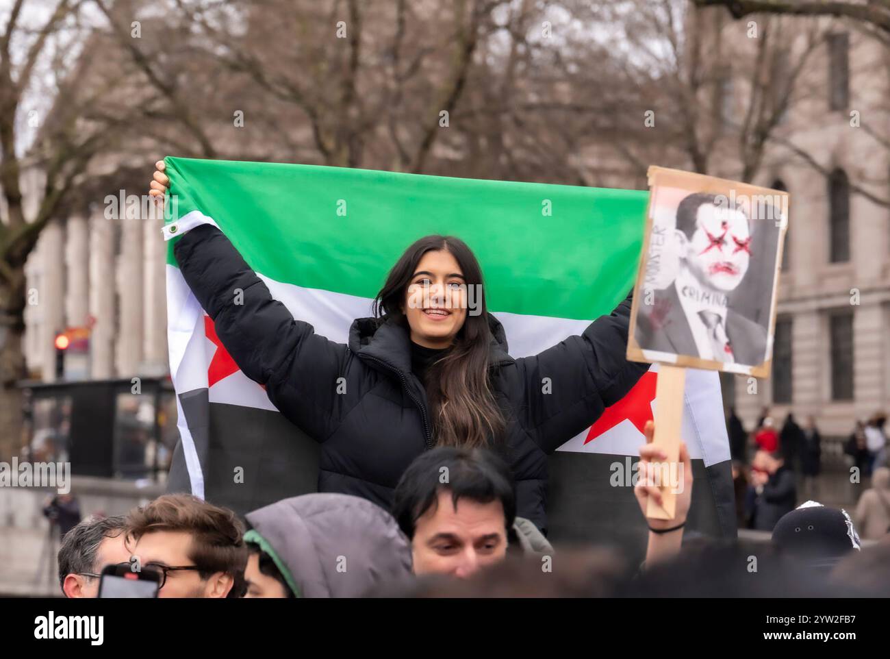 London, UK. 08th Dec, 2024. People gathered in Trafalgar Square in ...