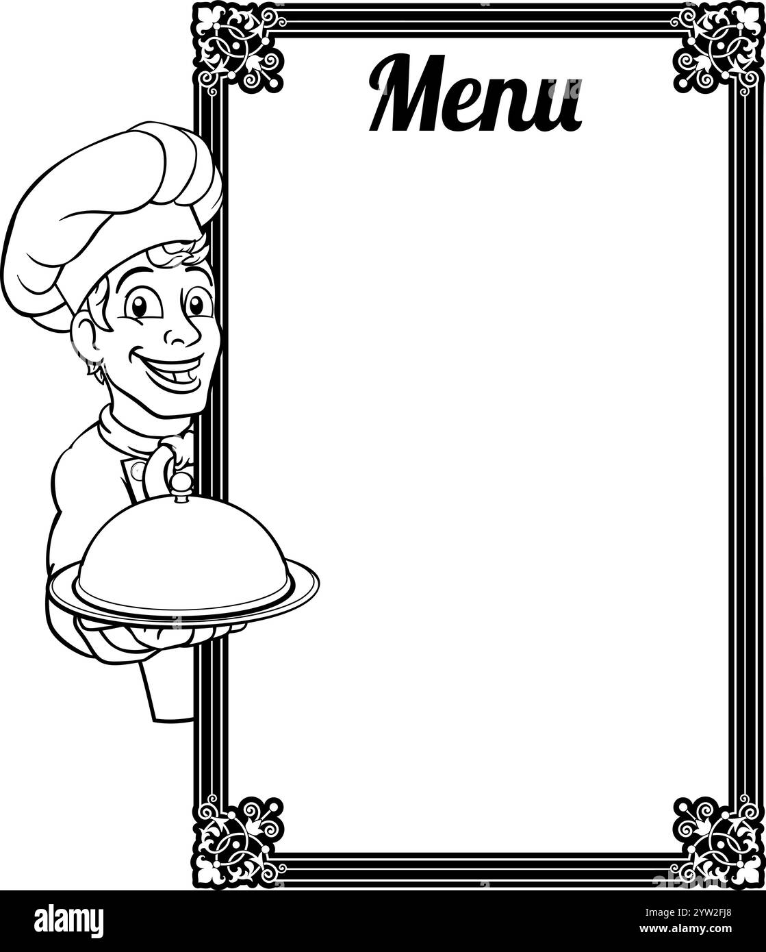 Chef Cook Baker Cartoon Man Menu Sign Background Stock Vector Image ...