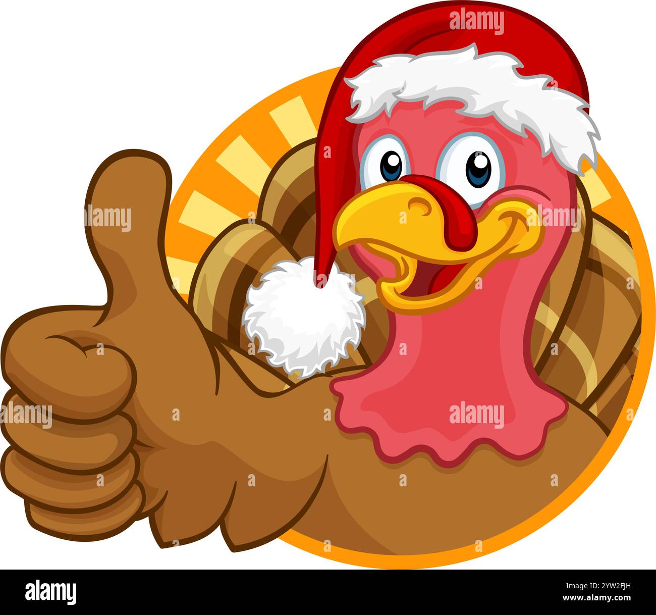 Turkey In Santa Hat Christmas Thanksgiving Cartoon Stock Vector Image ...