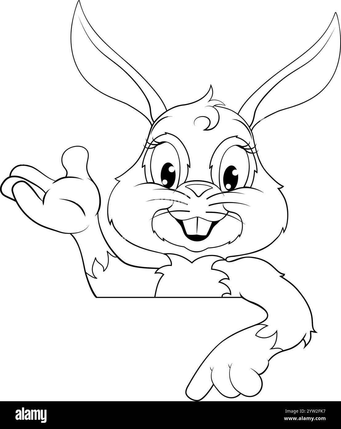 Easter Bunny Rabbit Cartoon Character Peeking Sign Stock Vector Image ...