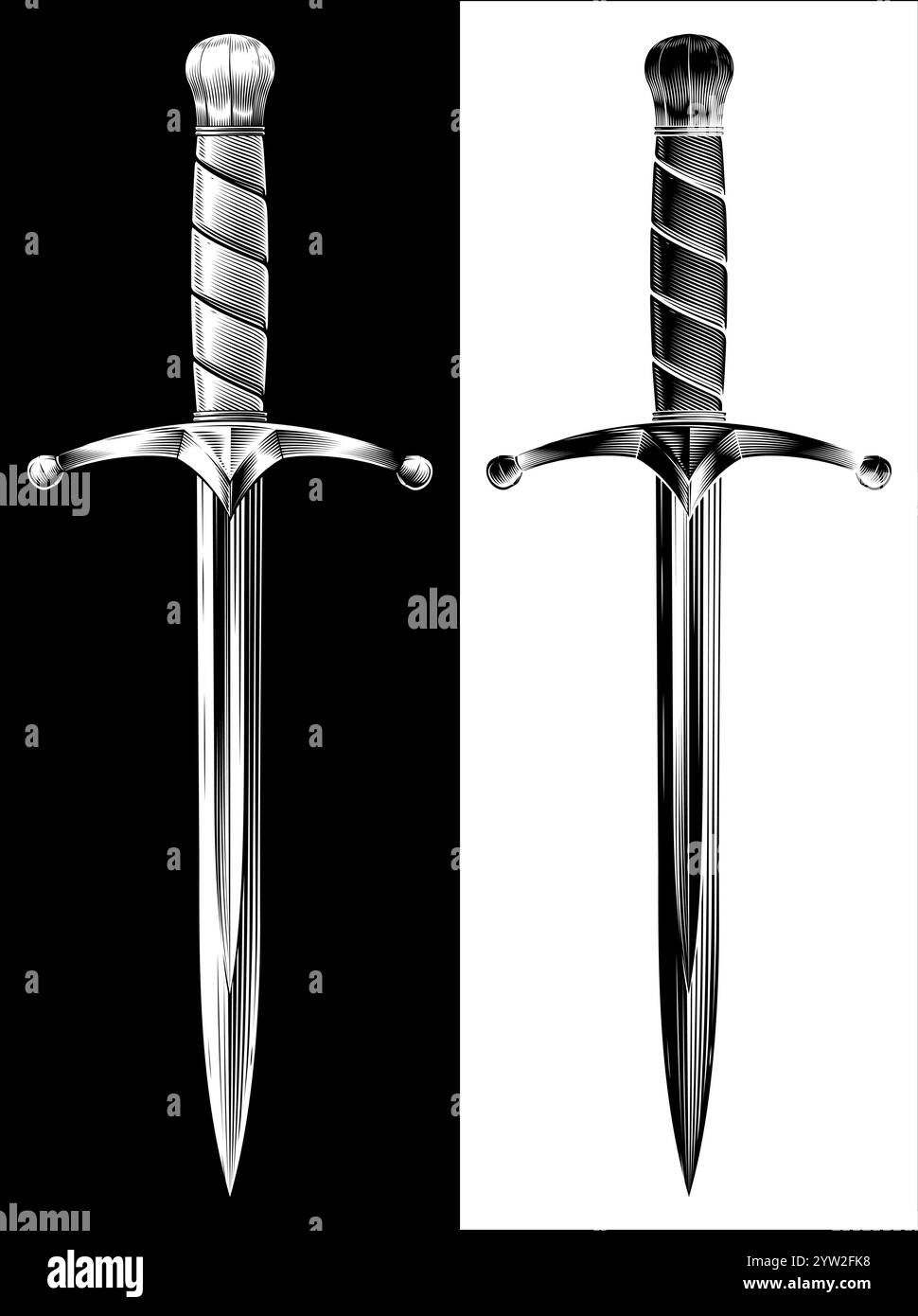 Dagger Medieval Knight Knife Sword Vintage Woodcut Stock Vector Image ...