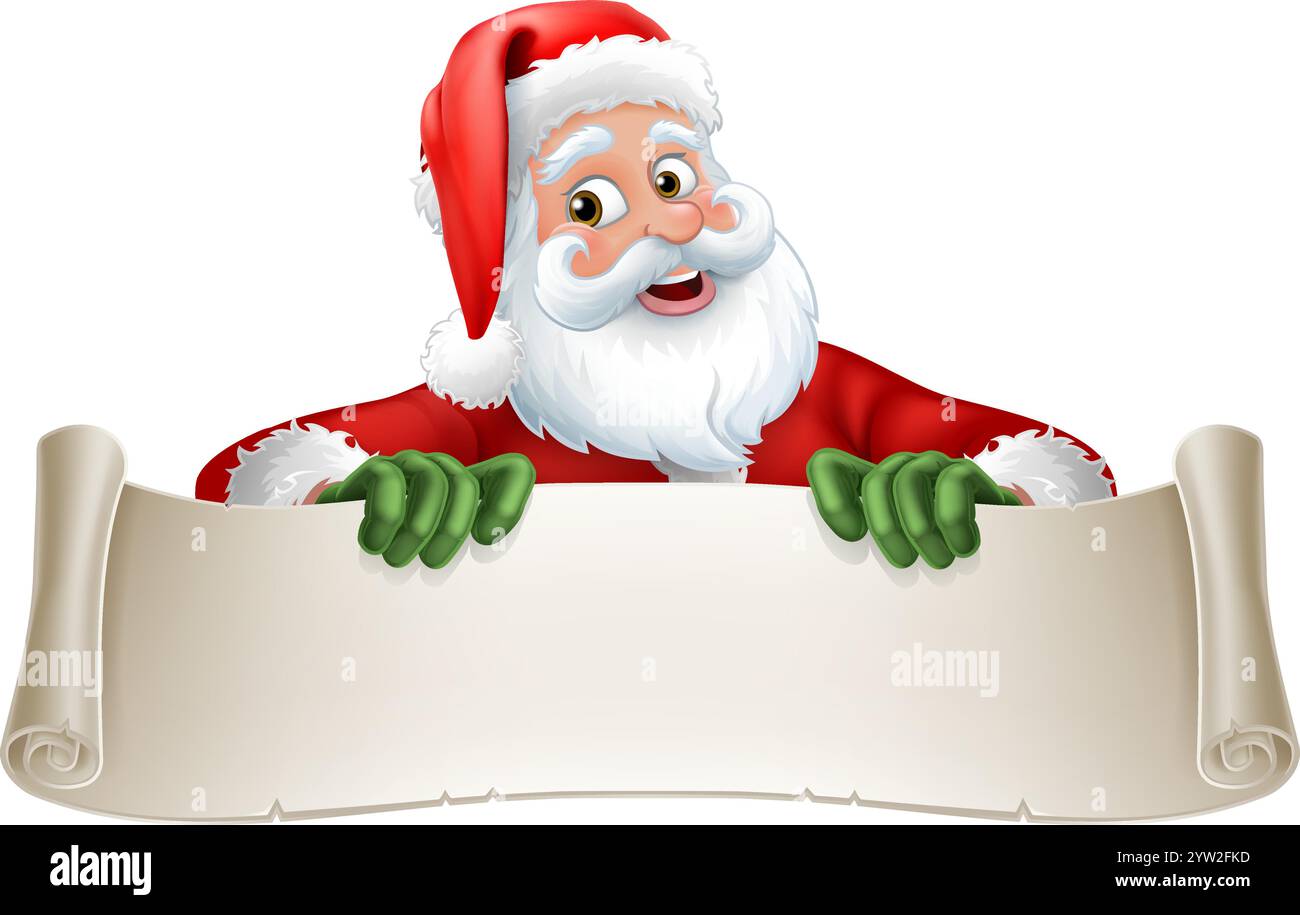 Santa Claus Father Christmas Scroll Sign Cartoon Stock Vector Image ...