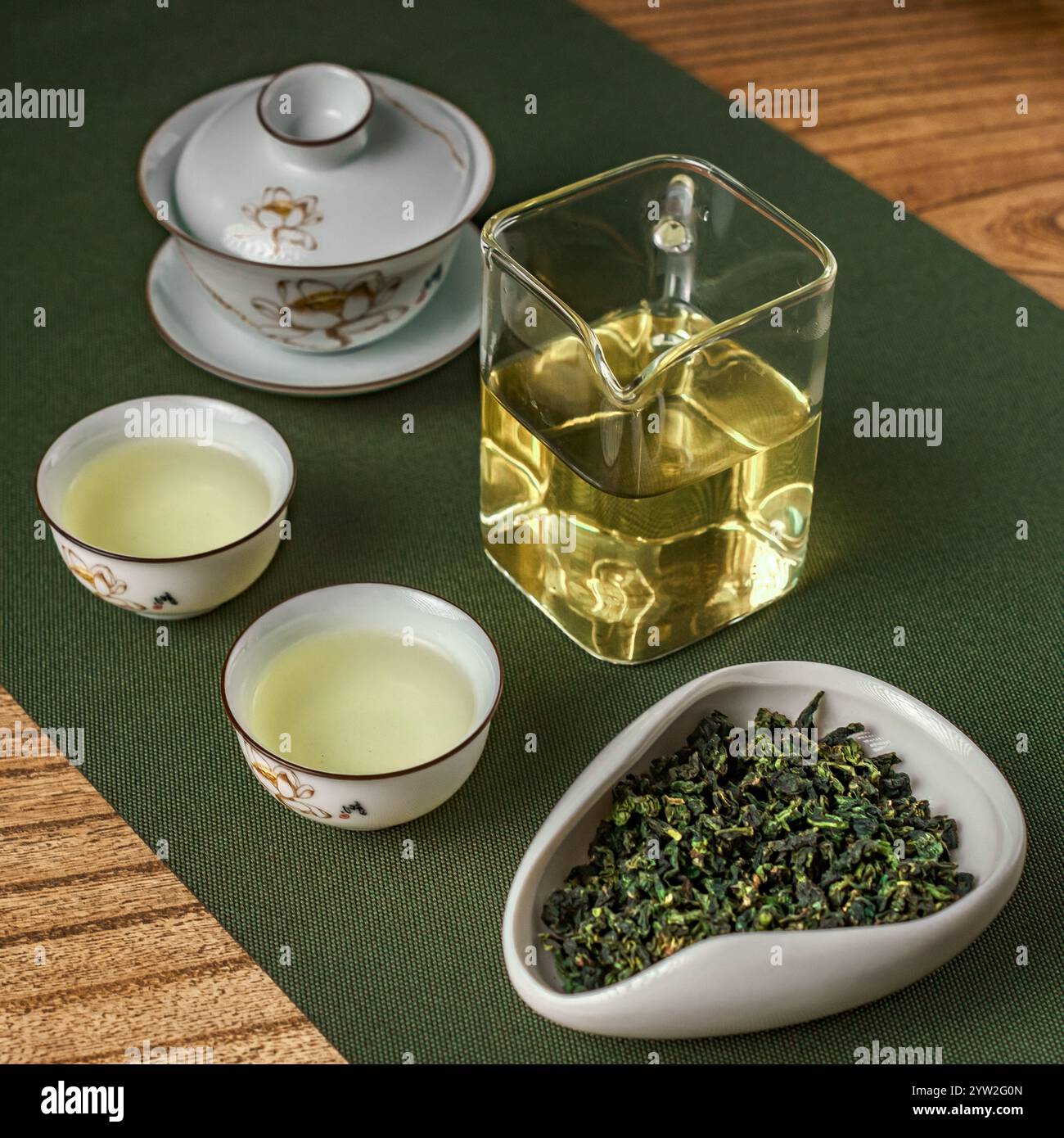 A tranquil and serene tea setup that beautifully showcases green tea ...