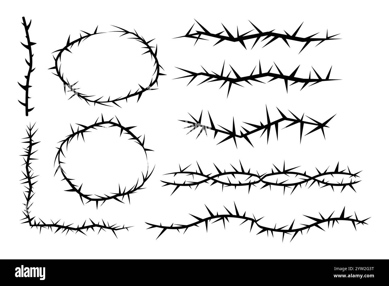 Thorn stem vine plant with spikes simple border y2k creepy branch ...