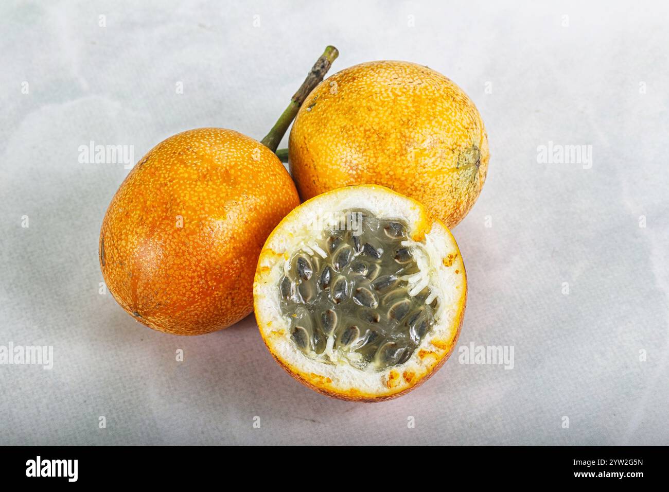 Yellow sweet and juicy tropical passion fruit - Granadilla Stock Photo ...