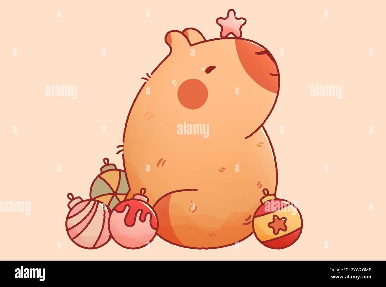 Kawaii Christmas capybara New Year ball toys Stock Vector Image & Art ...