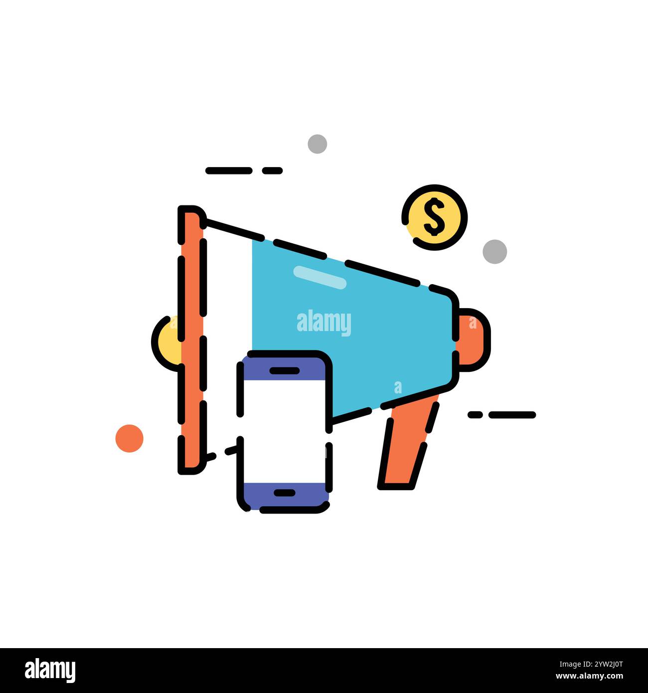 Megaphone line icon. Advertisement device symbol. Marketing concept ...