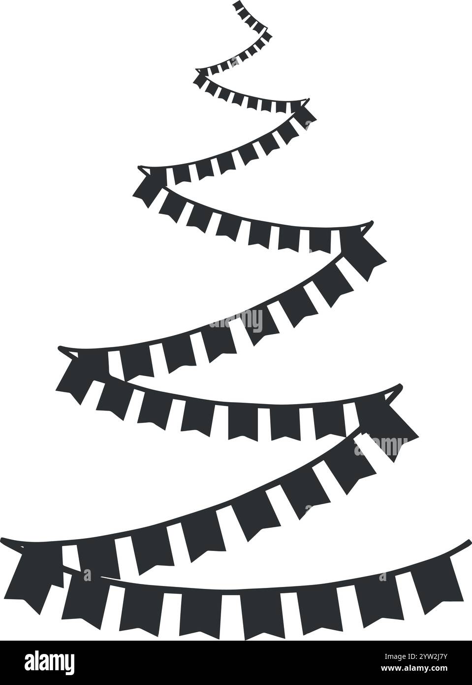 Garland of flags in the shape of a Christmas tree. Vector graphic ...