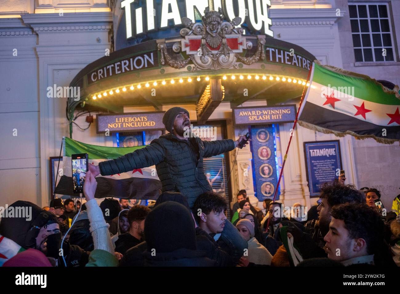London, UK. 08th Dec, 2024. People gathered in central London to ...