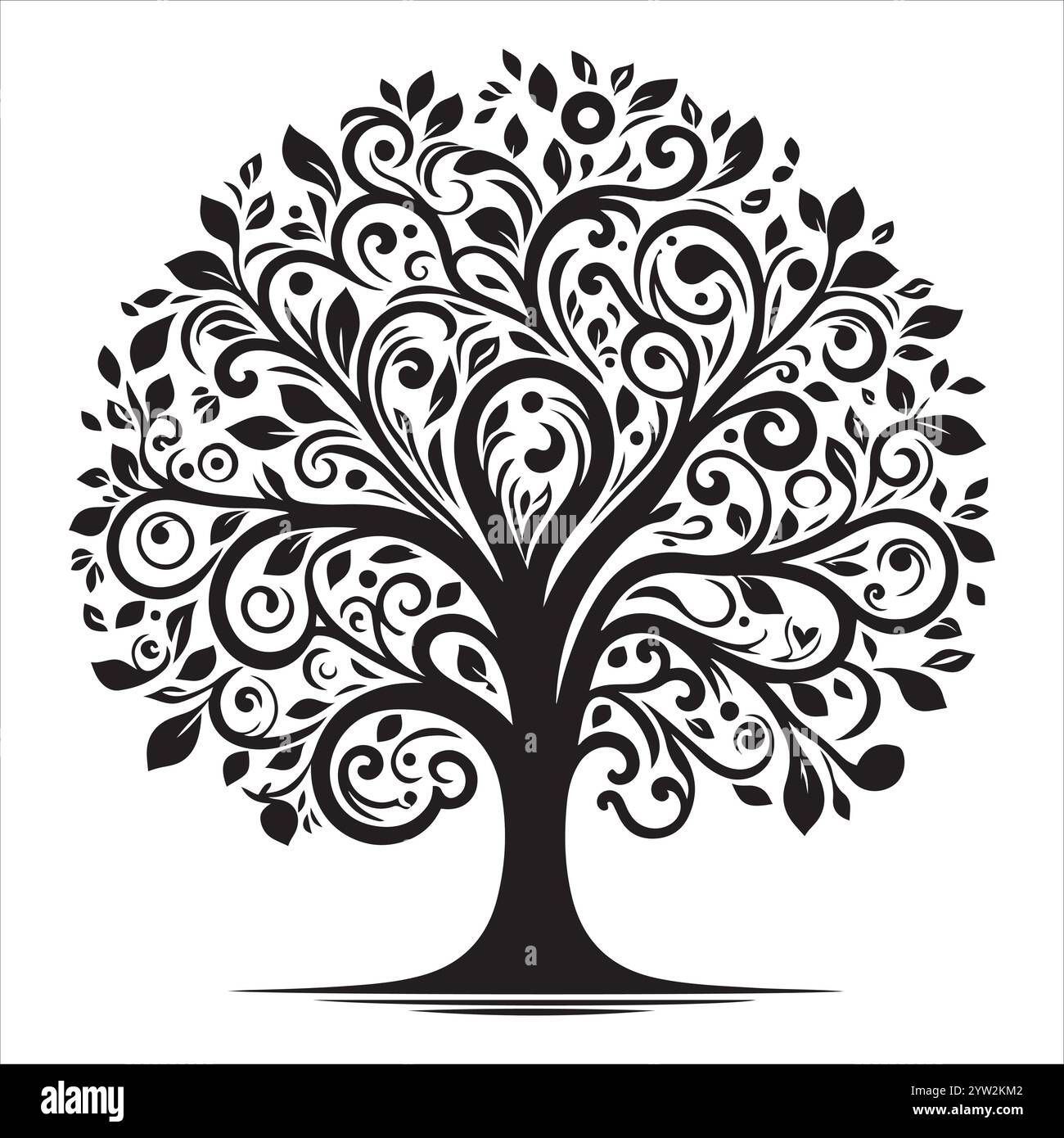 Beautiful Tree Silhouette Landscape Artwork Stock Vector Image & Art ...